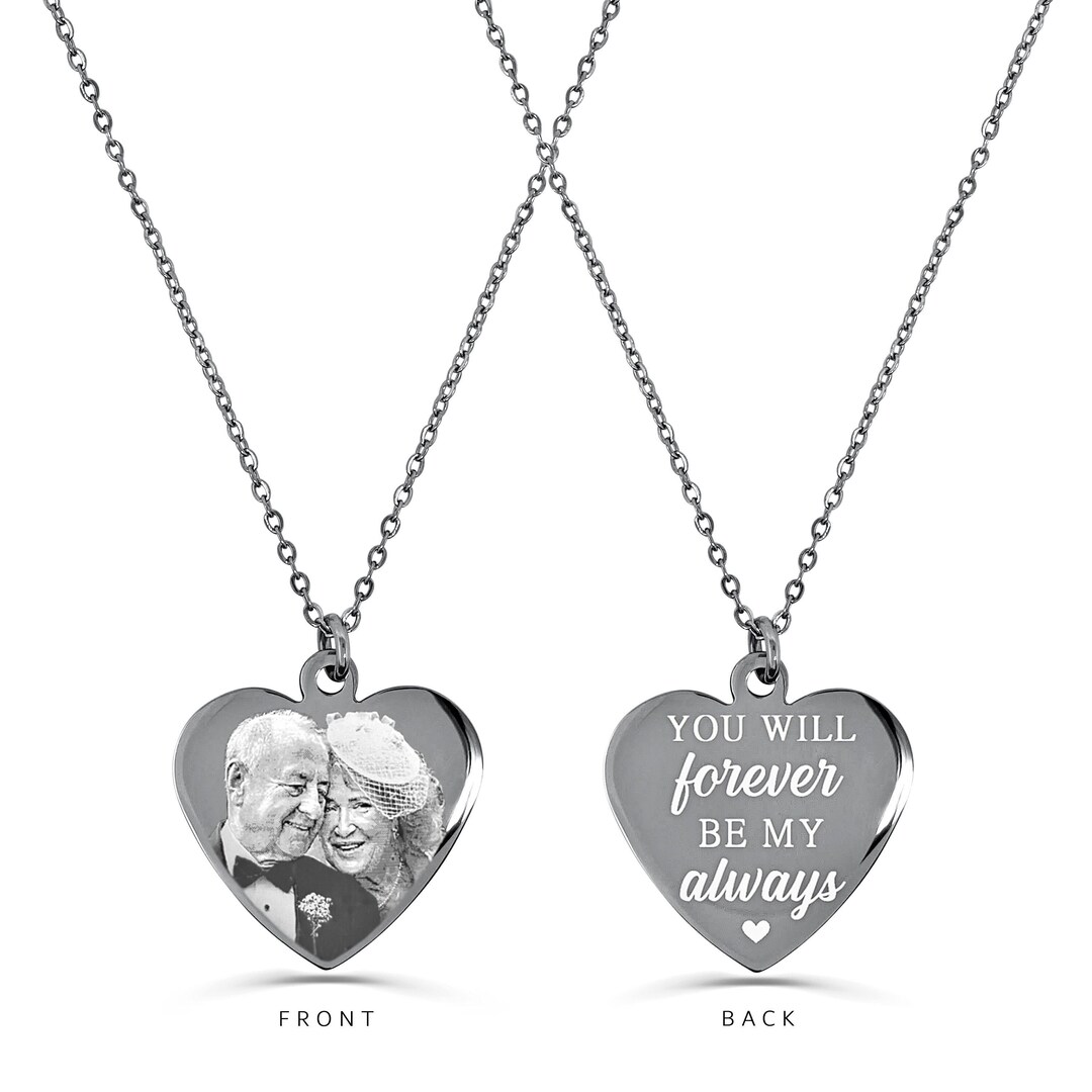 Personalized Heart Necklace, Engraved Photo Necklace, Photo Jewelry ...