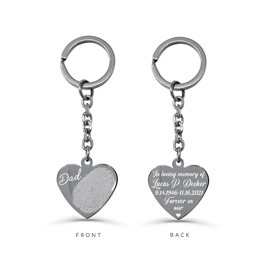 Actual Fingerprint Keychain, Engraved Fingerprint Keyring, Engraved ...