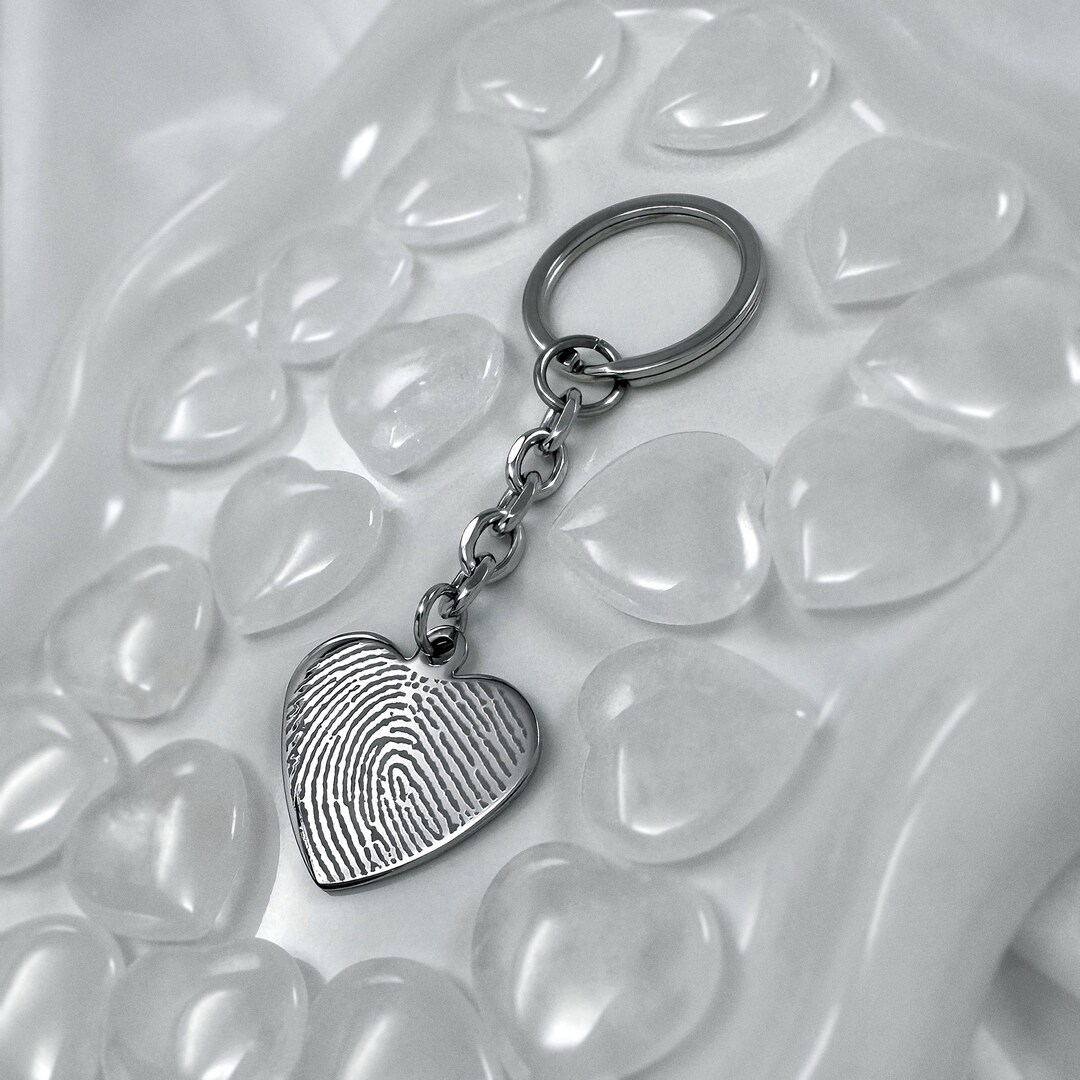 Fingerprint Handwriting Keychain, Memorial Fingerprint Keyring ...