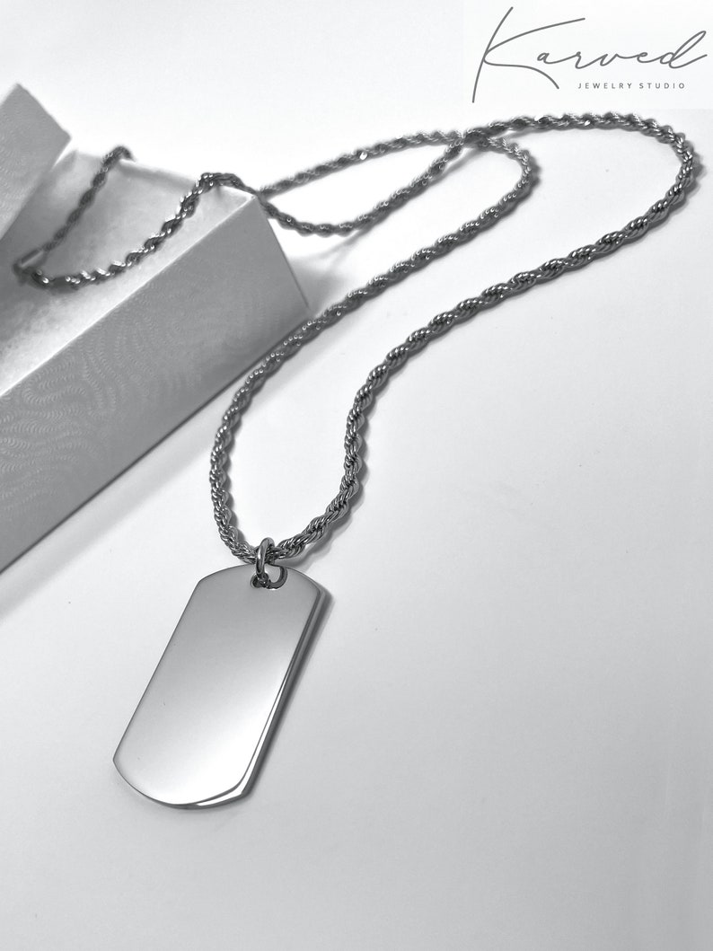 Mini Dog Tag Necklace Small Photo Engraved Necklace - Etsy