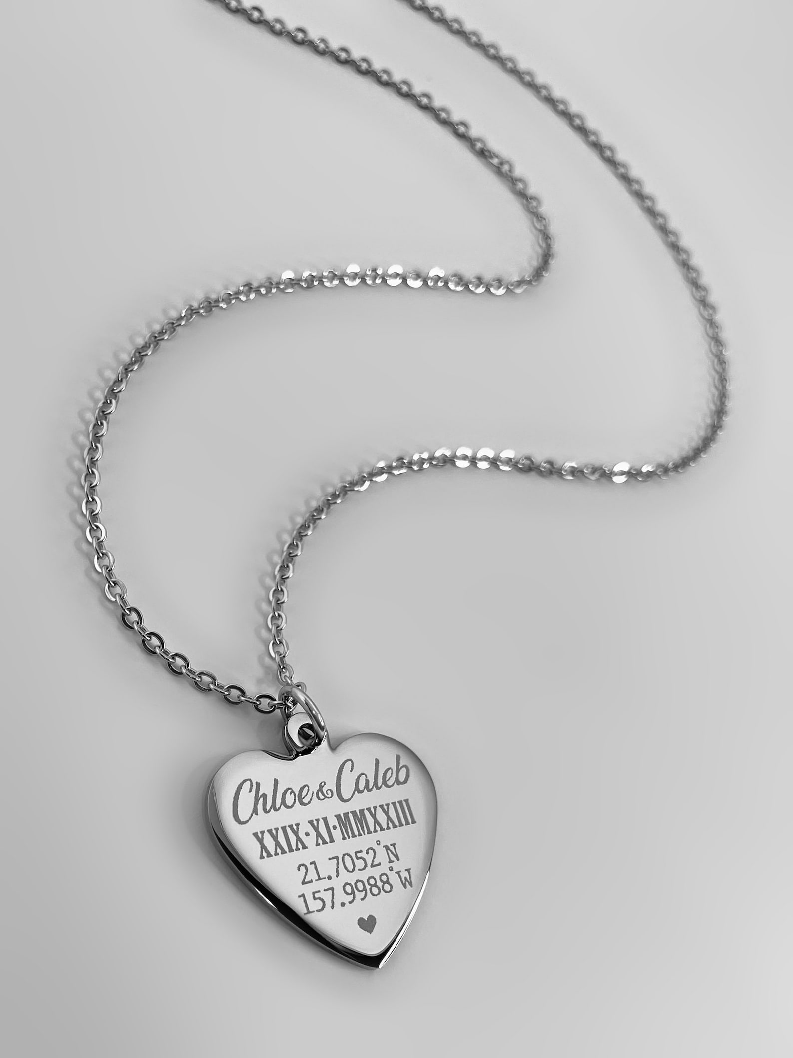 Personalized Heart Necklace Engraved Photo Necklace Photo - Etsy