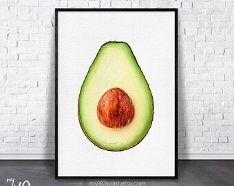 Avocado Print Kitchen Decor Printable Fruit Tropical Fruit | Etsy