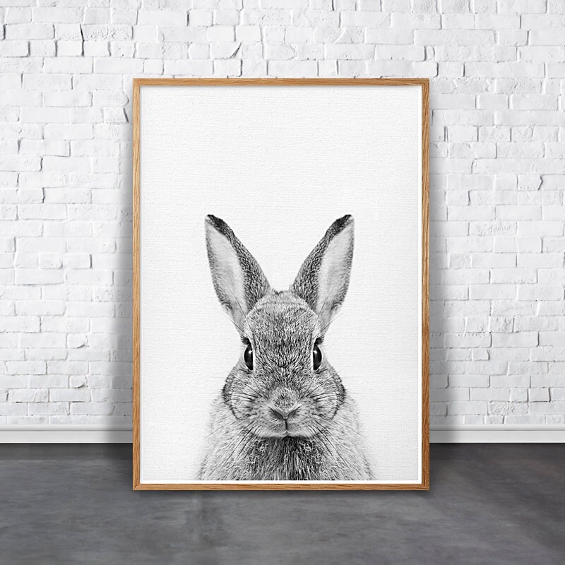 Bunny Print, Nursery Woodland Art, Rabbit Animal Print, Printable Bunny ...