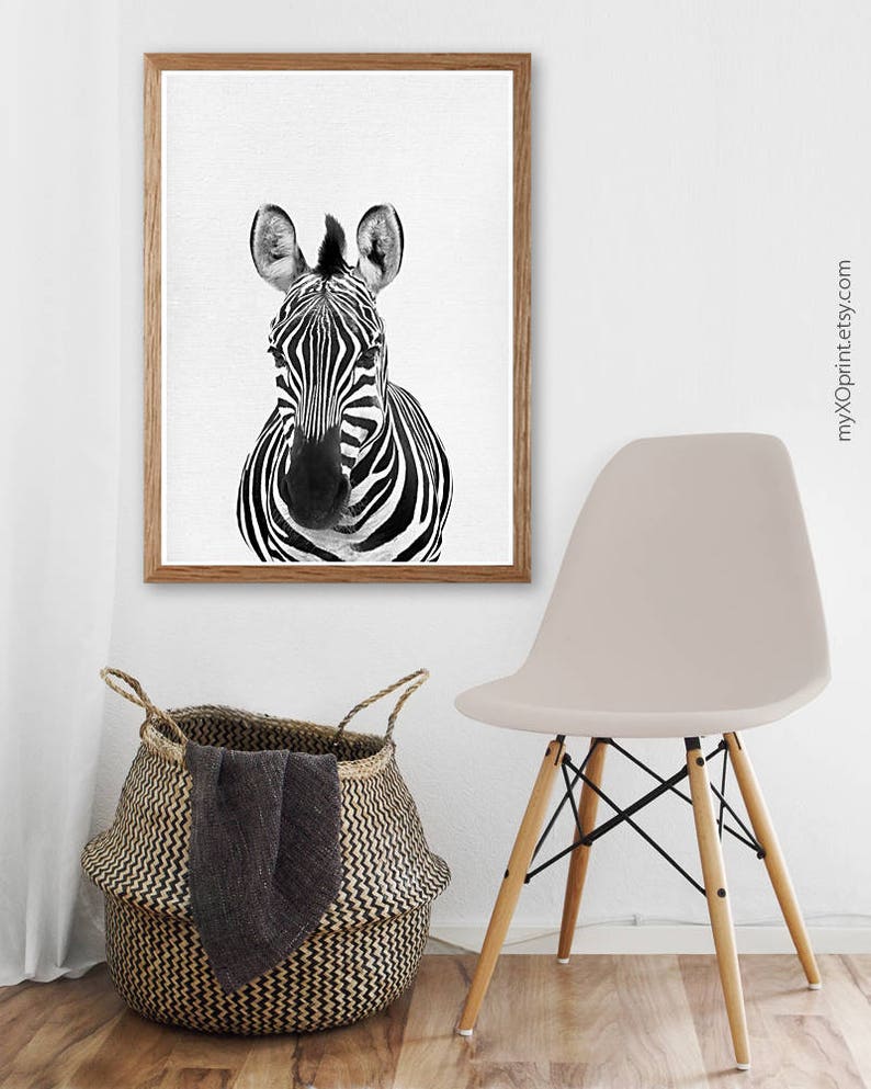 Zebra-Druck, Baby Tier Kindergarten Kunst, schwarz und weiß Kunst, Safari Kindergarten, Tier ...