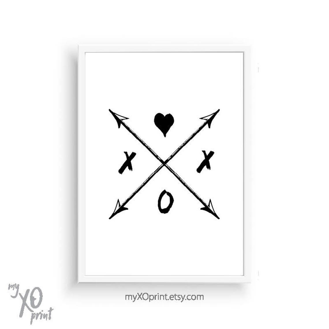 XO Print, Arrow Wall Art, Love Print, Heart Print, Hugs and Kisses ...