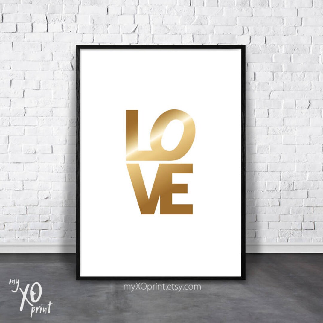 Love Poster Gold Love Printable Art Modern Love Sign Love - Etsy