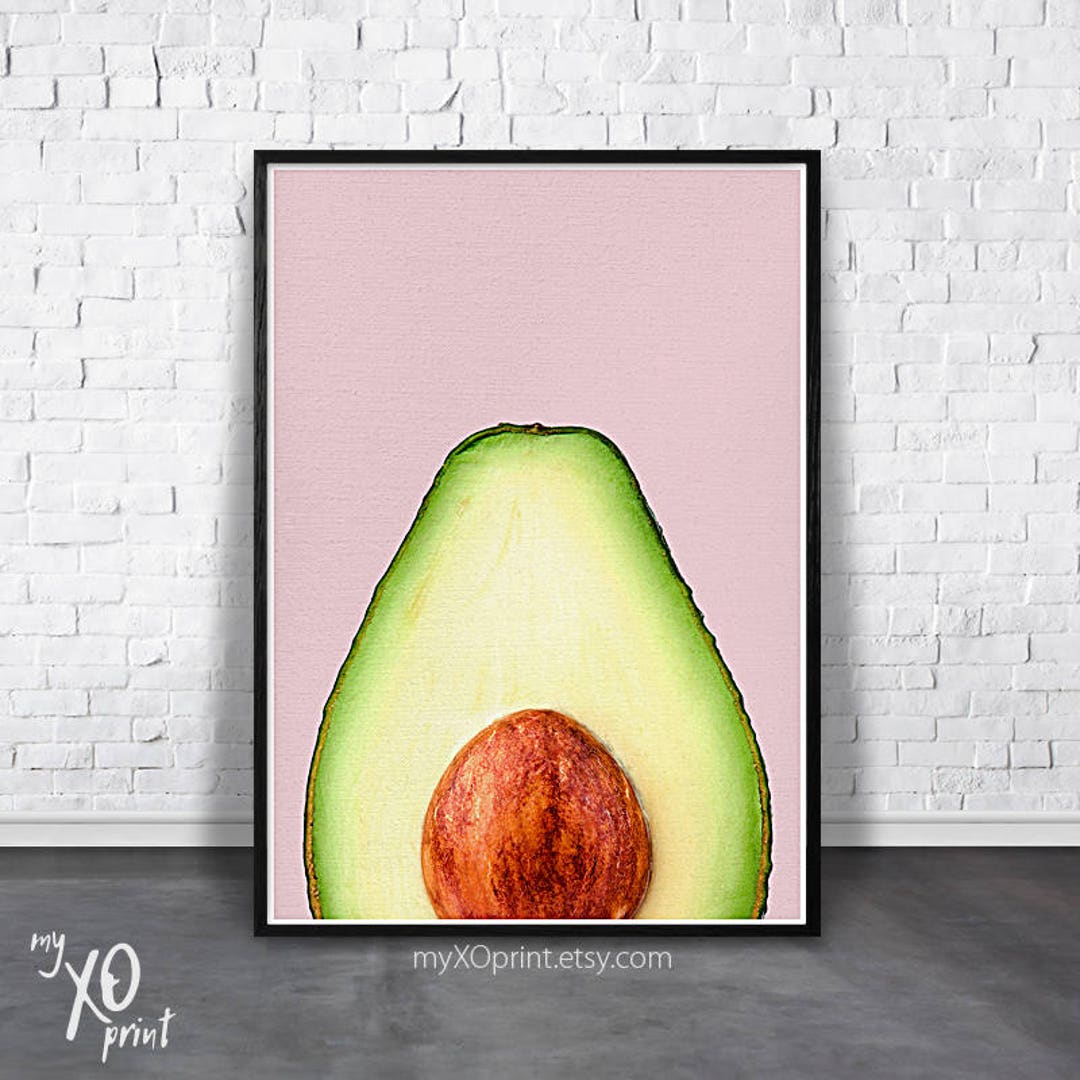 Avocado Print, Kitchen Decor, Printable Fruit, Tropical Fruit Wall Art ...