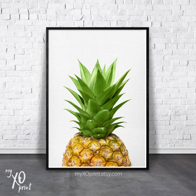 Tropical Print Pineapple Wall Art Pineapple Decor Kitchen - Etsy