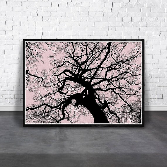 Tree Print Scandinavian Print Pink Tree Branches Printable | Etsy