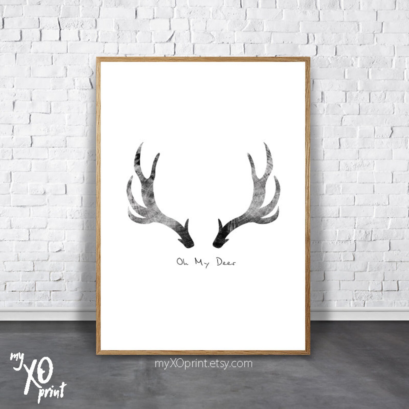 Antler Wall Decor, Deer Antler Print, Wood Texture Art, Antler ...