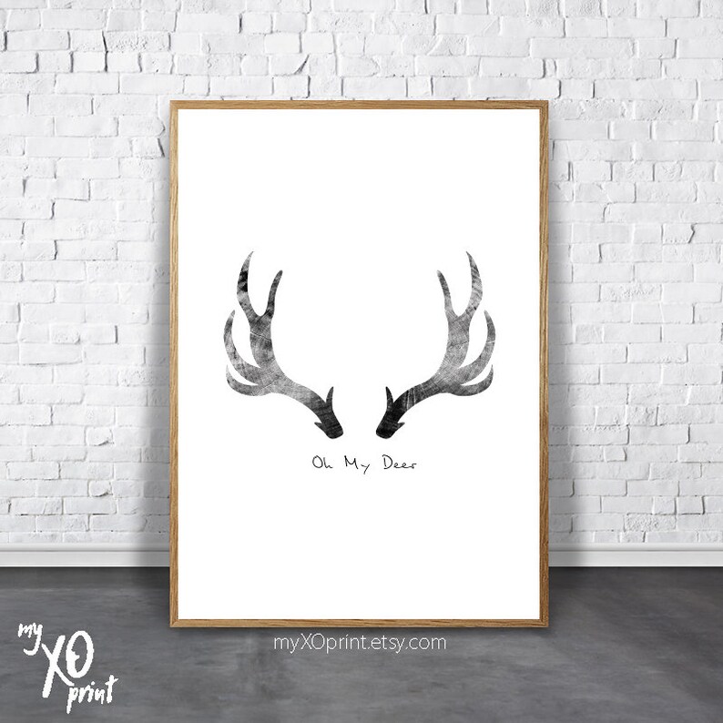 Antler Wall Decor, Deer Antler Print, Wood Texture Art, Antler ...