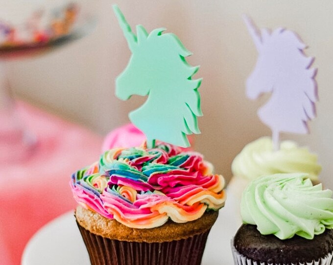 Acrylic Unicorn Cupcake Topper Kids Party Decor First Birthday Party ...