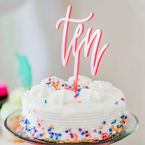 Calligraphy Age Birthday Cake Topper Kids Party Decor - Etsy