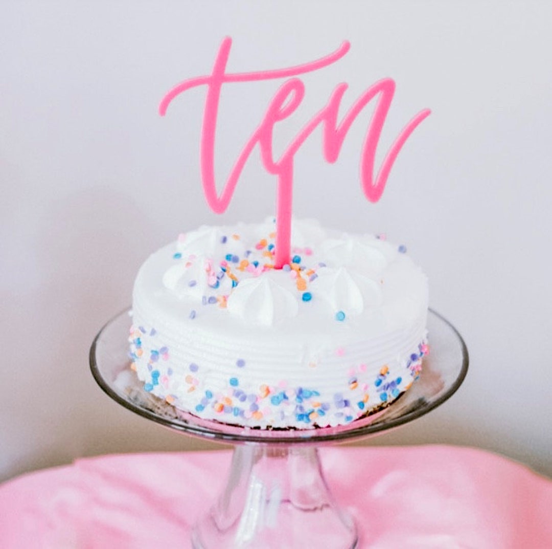 Calligraphy Age Birthday Cake Topper Kids Party Decor - Etsy