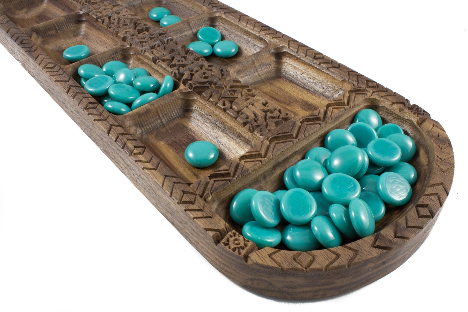 Engraved Walnut Mancala Game Board With Glass Gems | Etsy