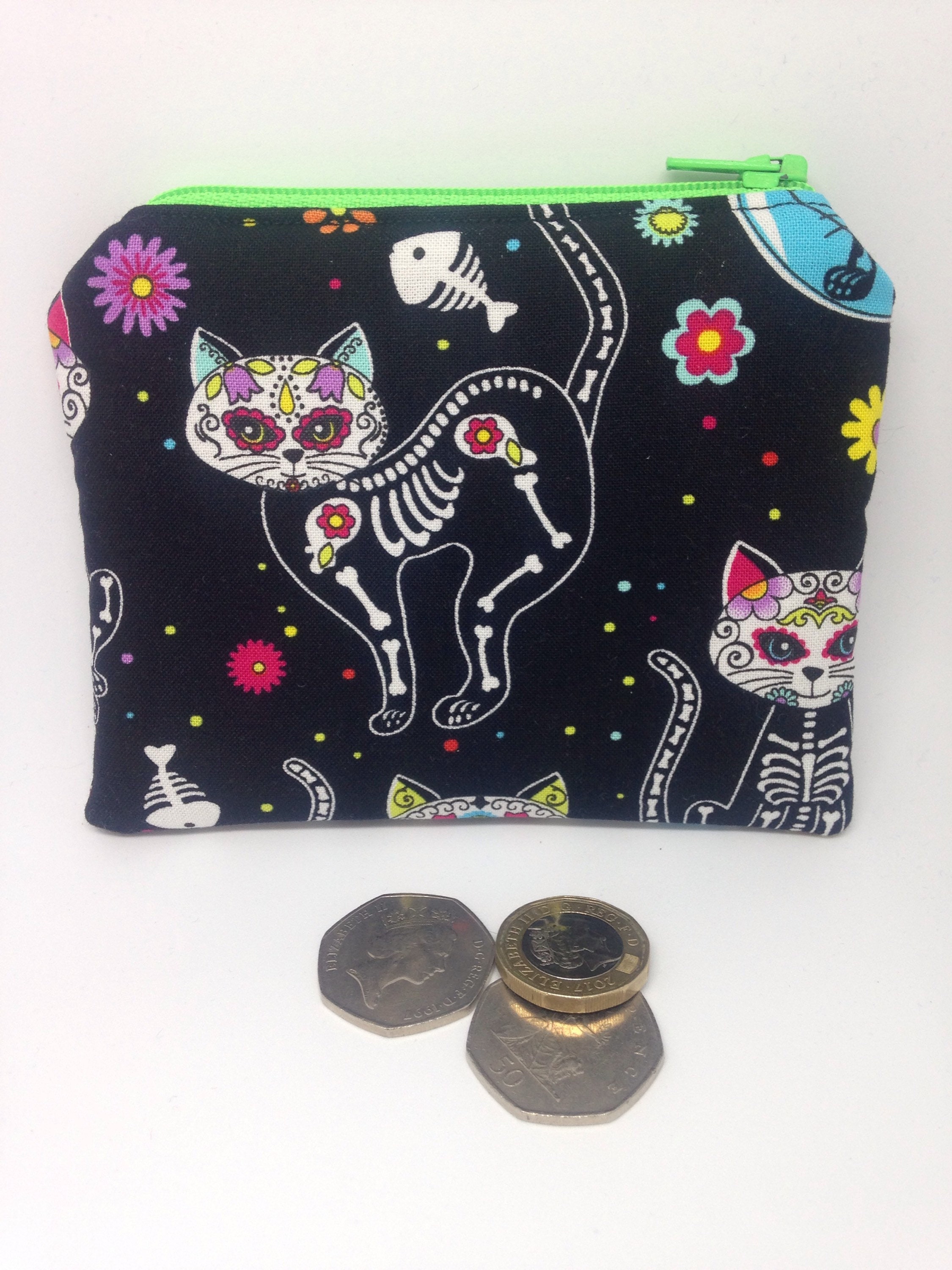 Coin purse cat purse day of the dead ladies purse change | Etsy