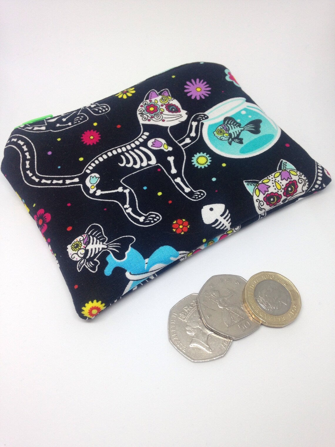 Coin purse cat purse day of the dead ladies purse change | Etsy