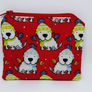 Dog Purse, Red Purse, Dog Coin Purse, Xmas Purse, Zipped Purse, Dog ...
