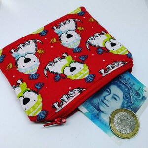 Dog Purse, Red Purse, Dog Coin Purse, Xmas Purse, Zipped Purse, Dog ...