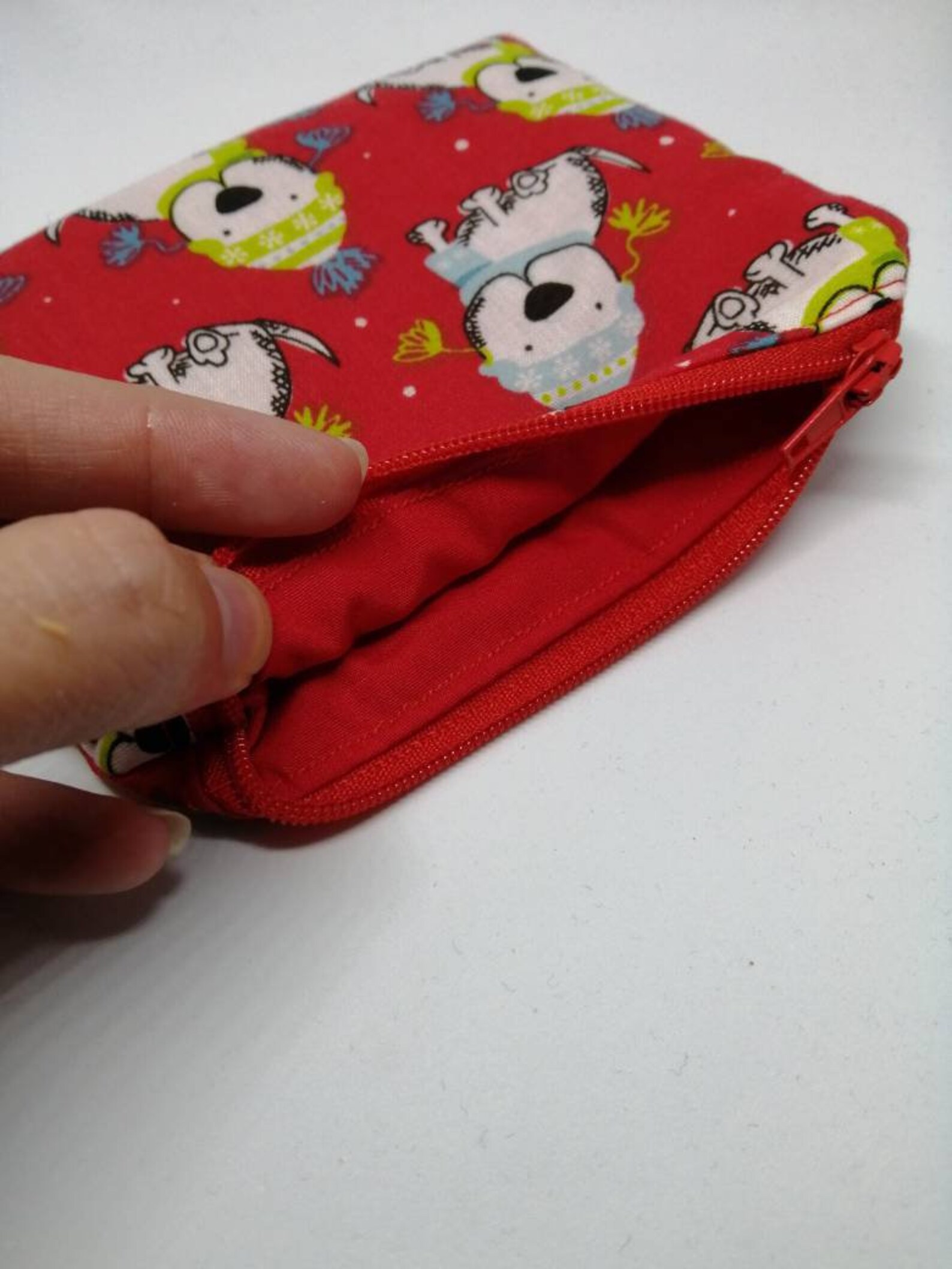 Dog Purse Red Purse Dog Coin Purse Xmas Purse Zipped - Etsy