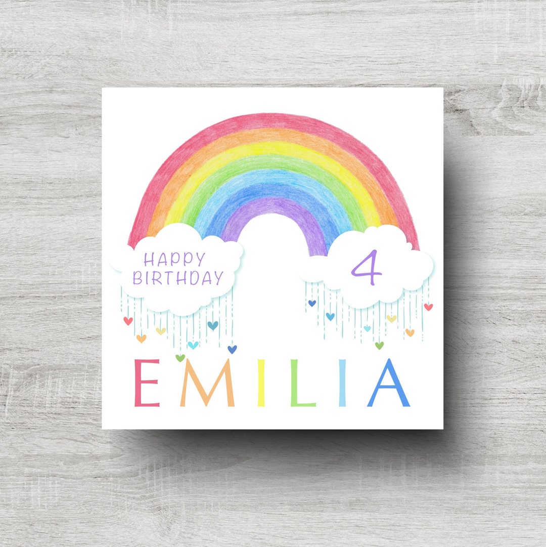 Personalised Rainbow Birthday Card - Etsy