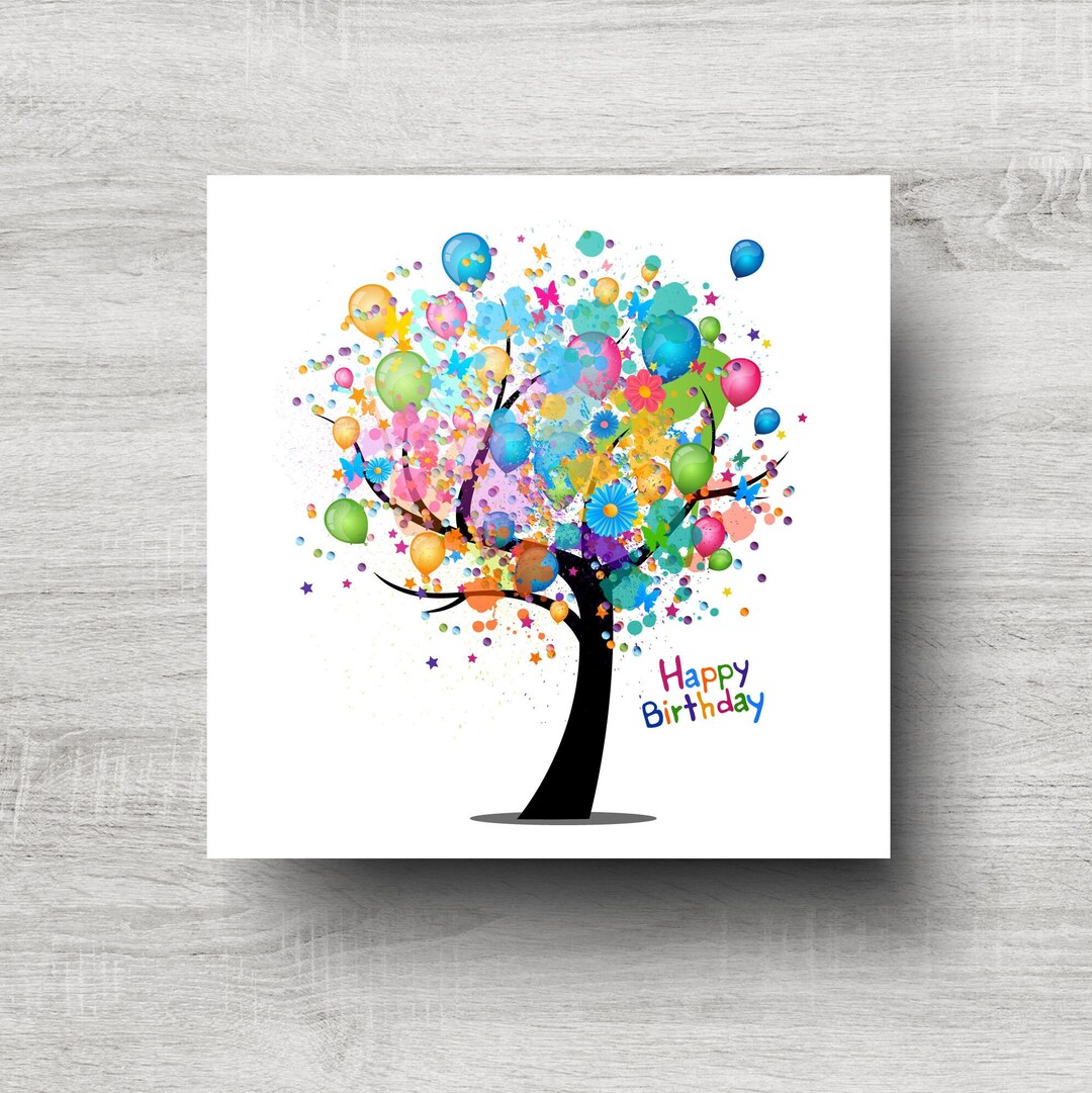 Birthday Balloon Tree Card - Etsy UK