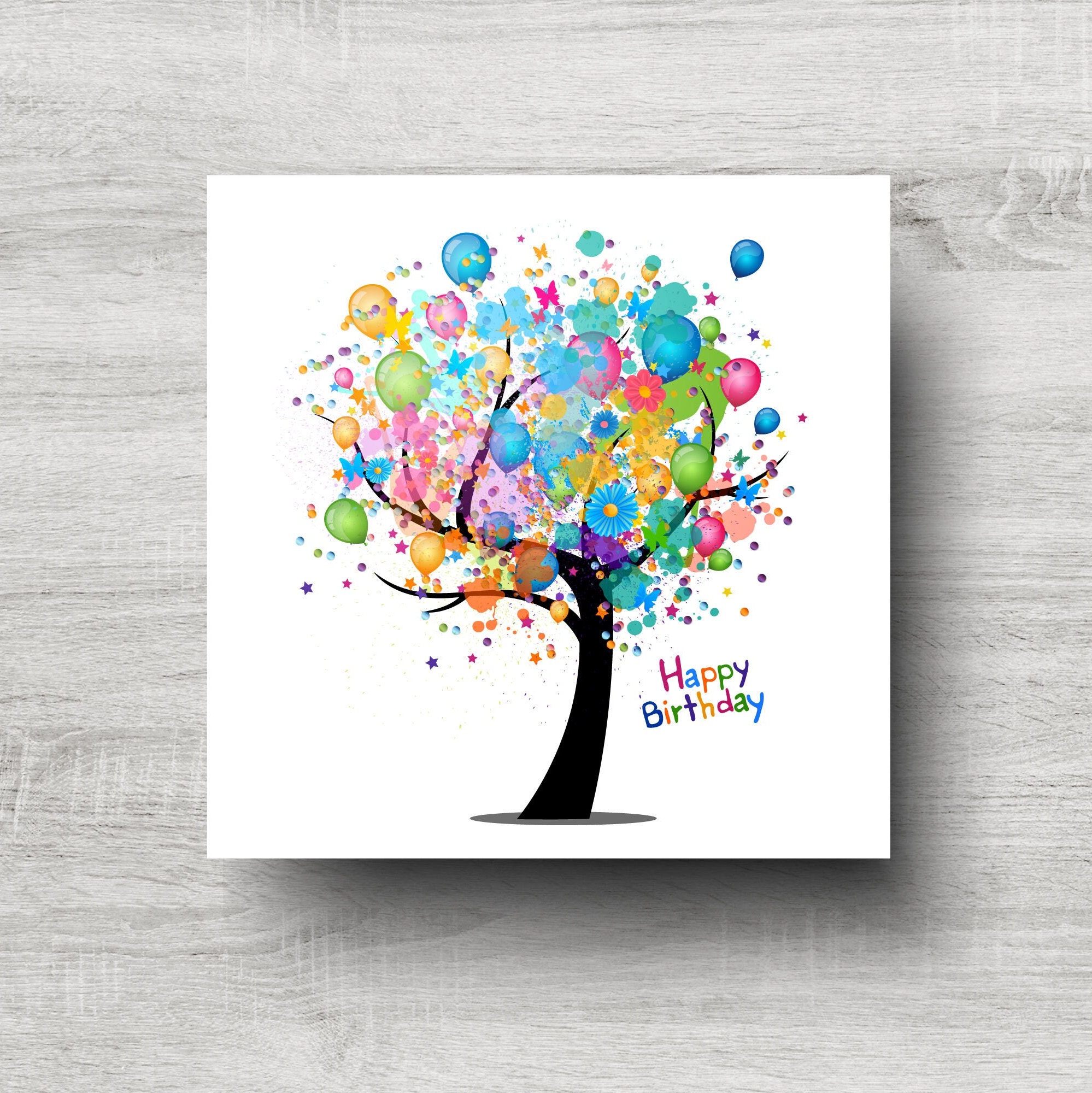 Birthday Balloon Tree Card - Etsy UK