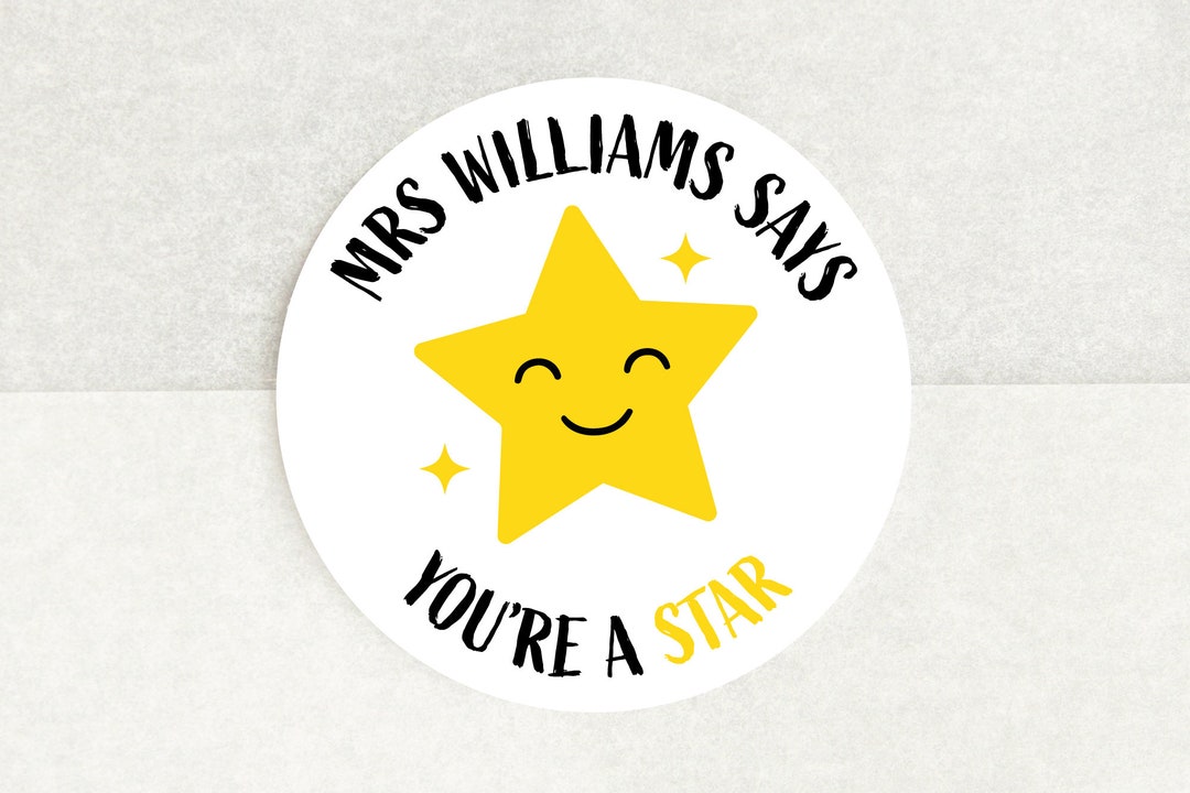 Personalised You're A Star Stickers Sheet of 35 37mm Round Stickers - Etsy