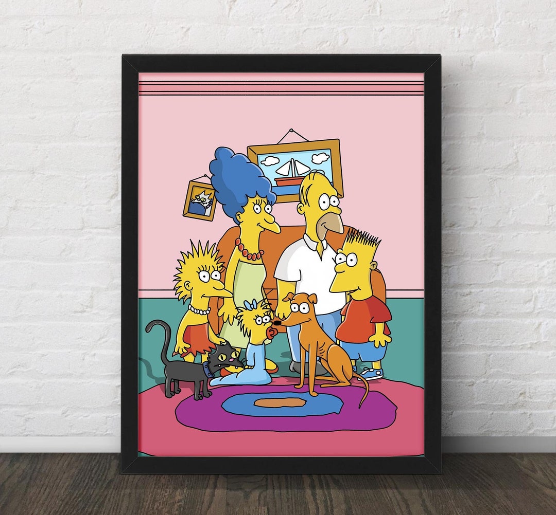 The Simpsons Family Retro Art Print - 1987 Tracey Ullman Shorts Style ...