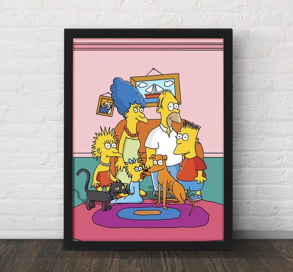 The Simpsons Family Retro Art Print 1987 Tracey Ullman | Etsy