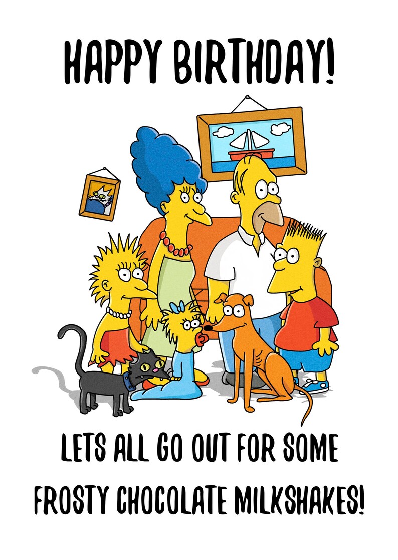 Frosty Chocolate Milkshakes The Simpsons Funny Birthday | Etsy