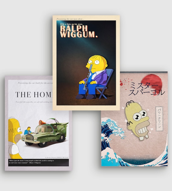 The Simpsons Art Prints set of Three A4 Sized | Etsy