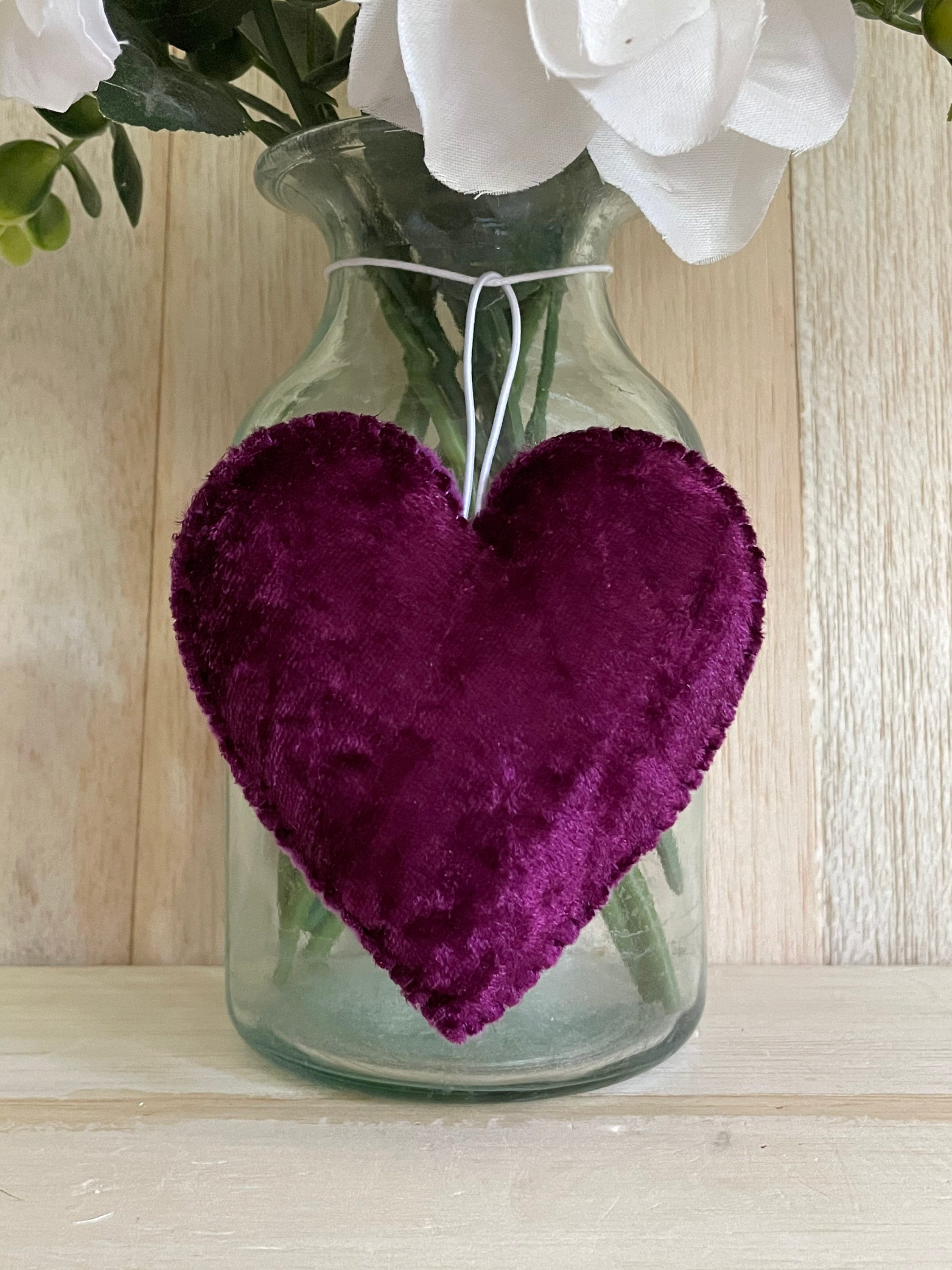 Plum Crushed Velvet Heart 9cm X 8.5cm Heart - Etsy UK