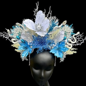 White,silver,blue Snow Queen Crown,blue Poinsettia Snakes Crown,ice ...