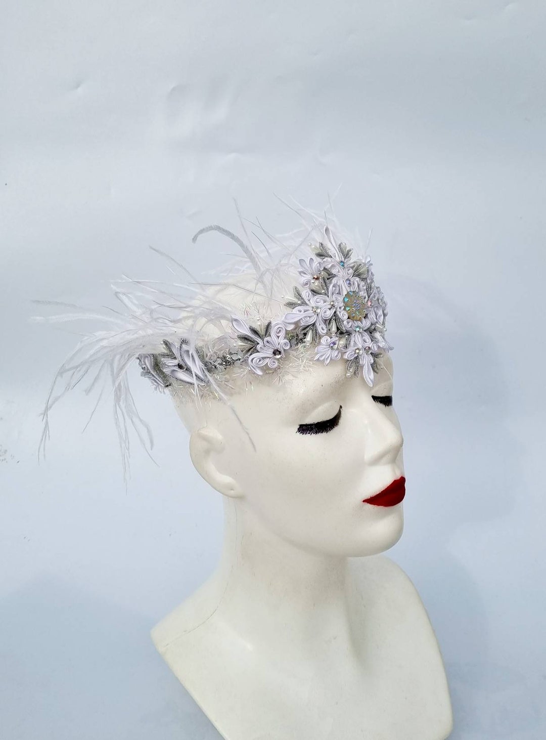 Feathered Snow Queen Crown,lace Snowflake Crown,ice Crown,snow Fairy ...