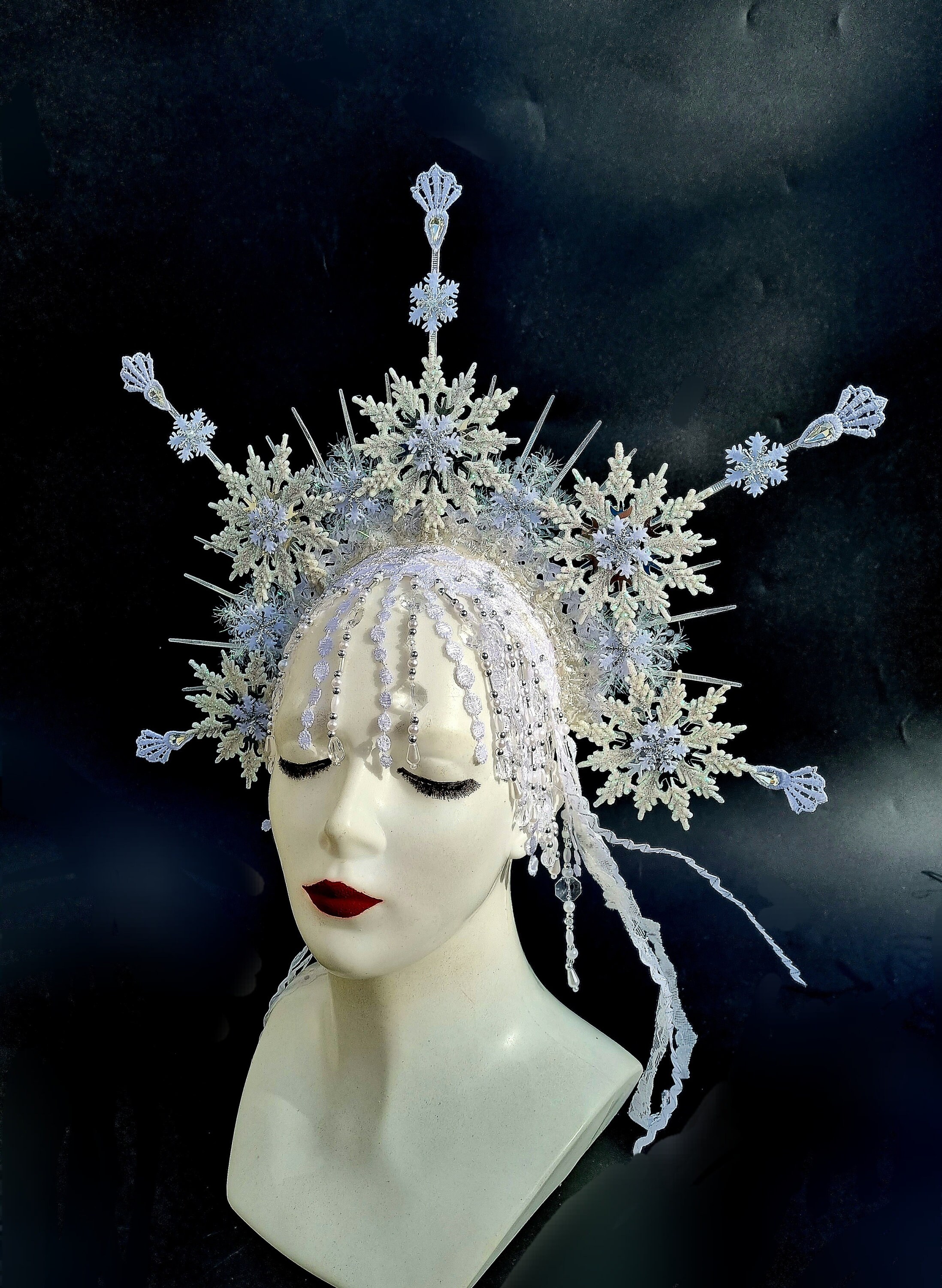 Christmas Crown,white Lace Snowflake Crown,kokoshnik,snow Queen,snow ...