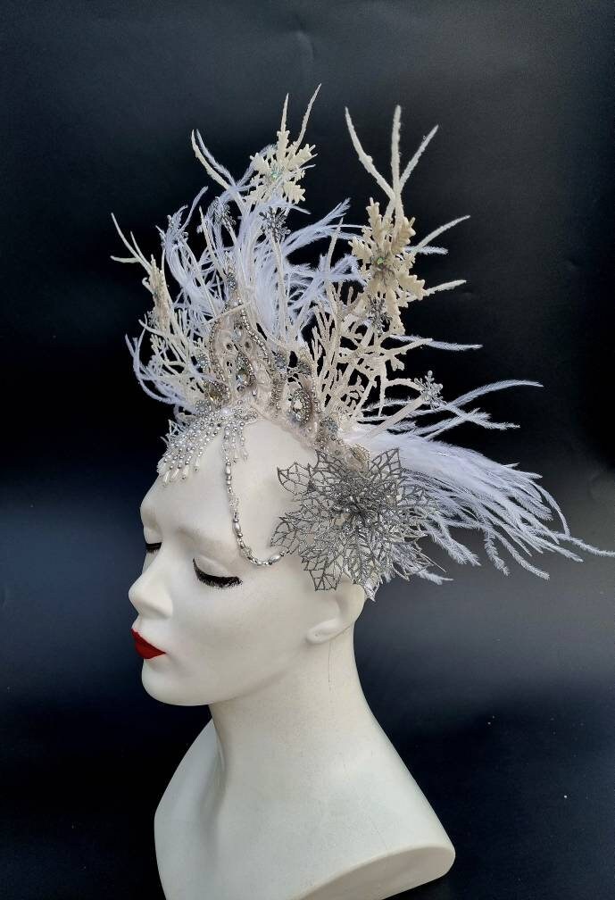 White Lace Snowflakeice Crownkokoshniksnow Queen Twig - Etsy
