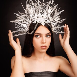White Lace Snowflake,ice Crown,kokoshnik,snow Queen Twig Crown,ice,snow ...