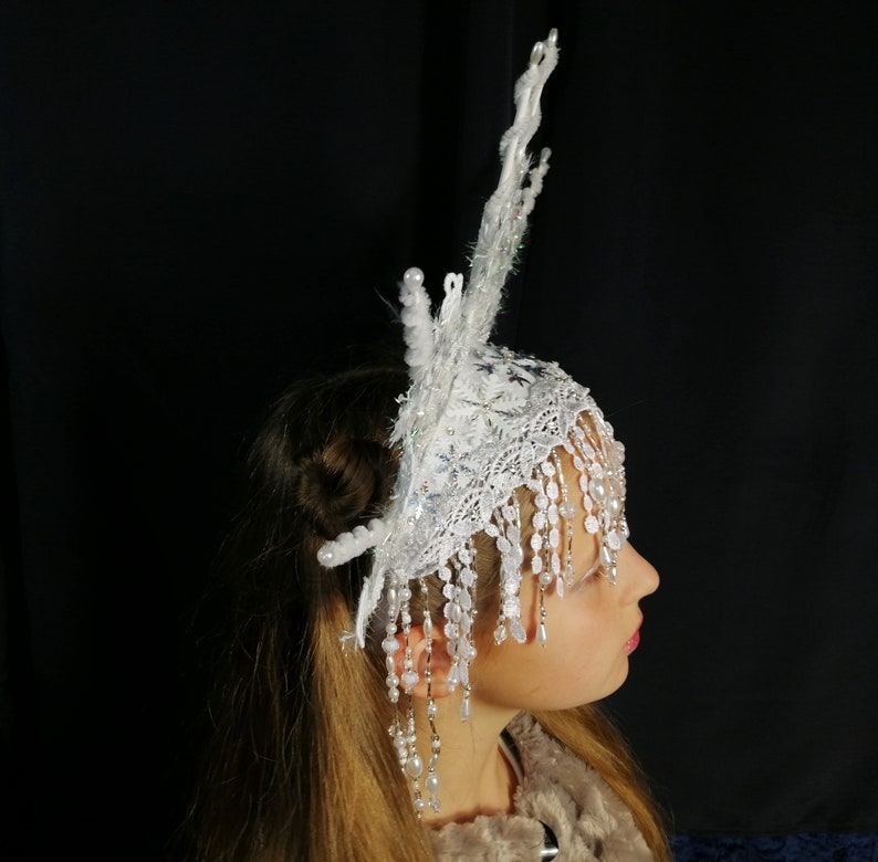 White Lace Snowflake Spike CrownKokoshnikSnow Queen Spike | Etsy