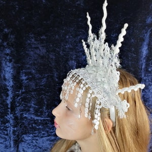 White Lace Snowflake Spike Crown,kokoshnik,snow Queen Spike Crown,fairy ...