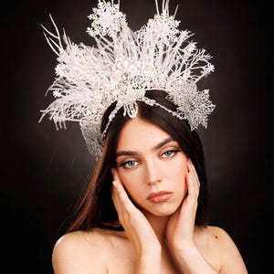 White Lace Snowflake,ice Crown,kokoshnik,snow Queen Twig Crown,ice,snow ...