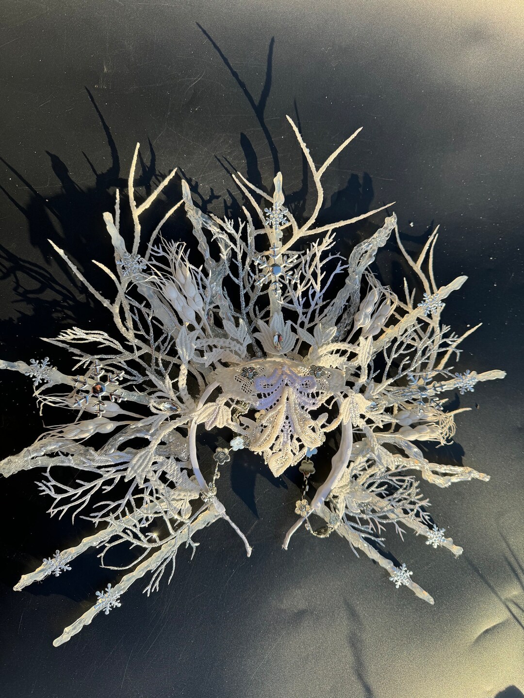 White Lace Snowflake,ice Crown,kokoshnik,snow Queen Twig Crown,ice,snow ...
