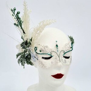 White,emerald,silver Snow Queen,dryad,snow Fairy Feathered Winter Twig ...