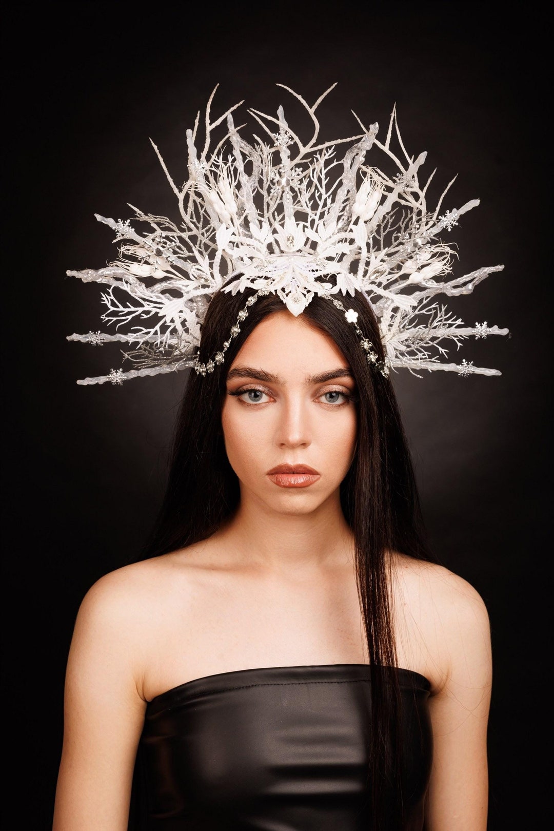 White Lace Snowflake,ice Crown,kokoshnik,snow Queen Twig Crown,ice,snow ...