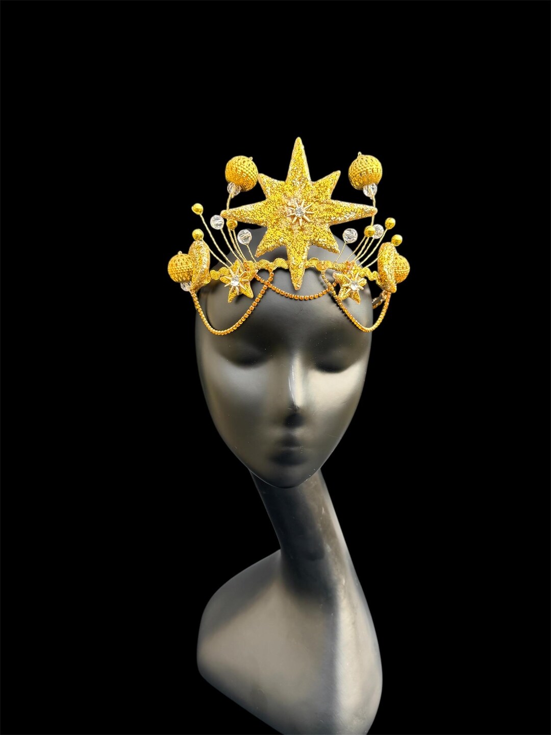 Gold Star Headdress,moon Goddess Crown,celestial Goddess Tiara,gold ...