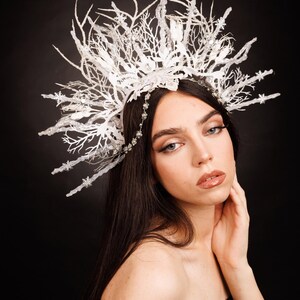 White Lace Snowflake,ice Crown,kokoshnik,snow Queen Twig Crown,ice,snow ...