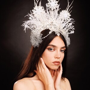 White Lace Snowflake,ice Crown,kokoshnik,snow Queen Twig Crown,ice,snow ...