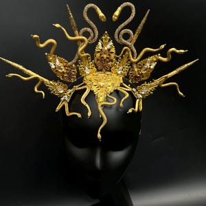 Gold Medusa Spiked Headdress,fantasy Headdress,gorgon Headpiece,gold ...