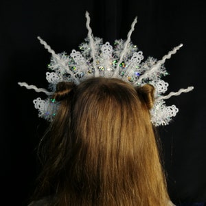 White Lace Snowflake Spike Crown,kokoshnik,snow Queen Spike Crown,fairy ...