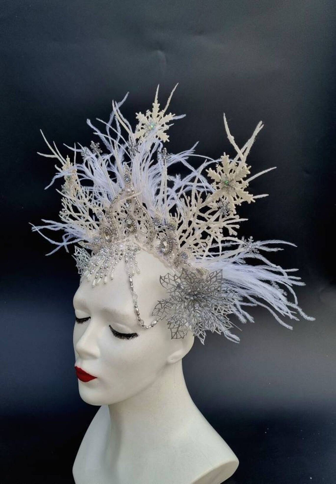 White Lace Snowflakeice Crownkokoshniksnow Queen Twig - Etsy